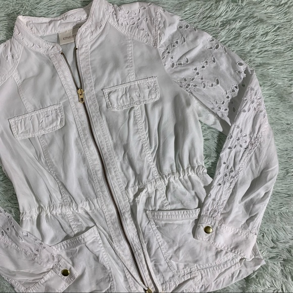 Chico's | Jackets & Coats | New Chicos White Eyelet Light Jacket | Poshmark